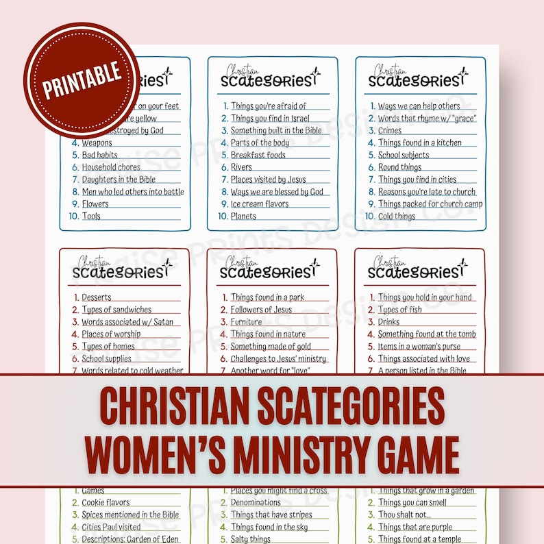 Women's Ministry Games Christian Scattergories, Women's Ministry ...