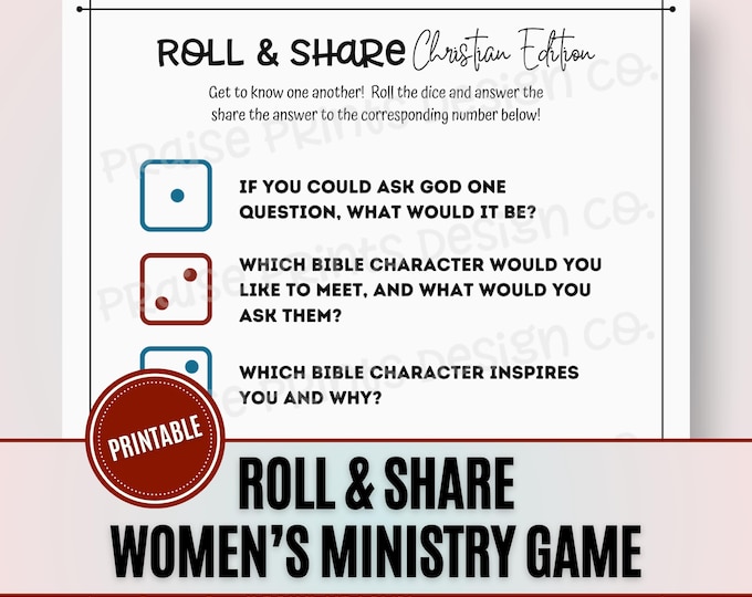 Roll and Share Women's Ministry Game, Bible Games, Christian Printable ...