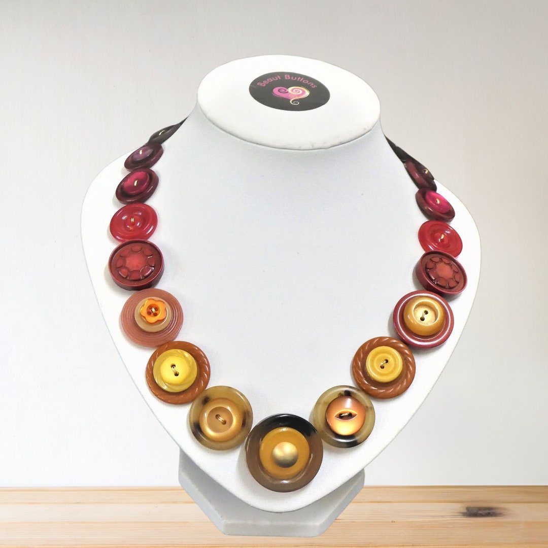 Handmade Necklace With New, Recycled and Vintage Buttons, Unique ...