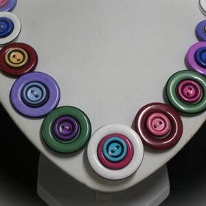 Multi Color Button Necklace, Button Jewelry, Colorful Necklace, Chunky ...