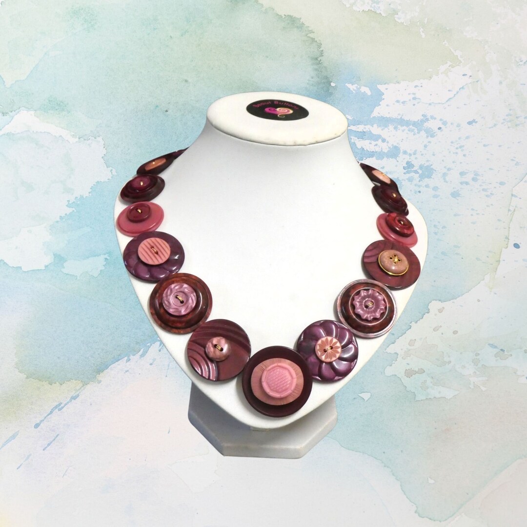 Handmade Vintage Button Necklace, Eco-friendly and Upcycled Jewelry ...