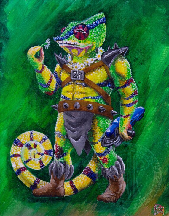 Zirconium chameleon elemental fantasy art | Etsy