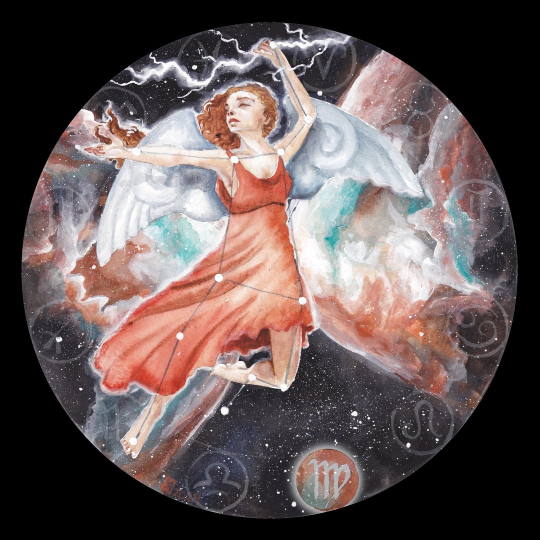 Virgo Nebula Zodiac Constellation Astraea Dancing Wings Circle Print - Etsy