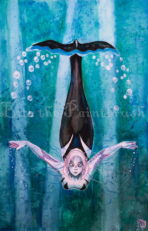 Mergwen Art Spider-gwen Mermaid Marvel | Etsy