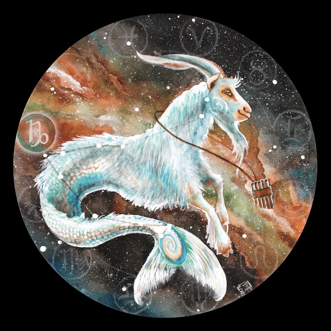 Capricorn Nebula Zodiac Constellation Pan Mergoat Circle Print - Etsy