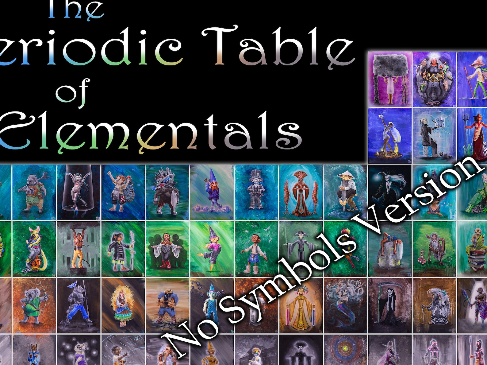 Periodic Table of Elementals Fantasy Creatures Colorful Poster - Etsy