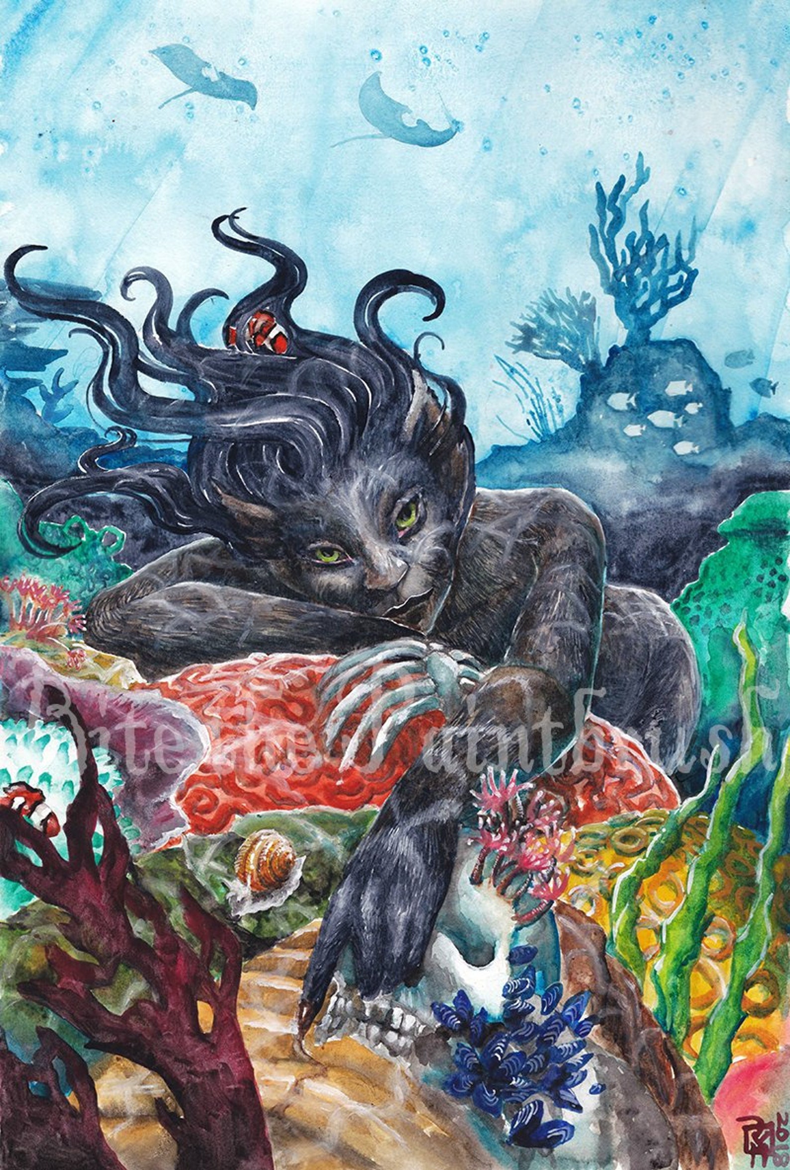 Sea Witch Panther Mermaid Coral Reef - Etsy