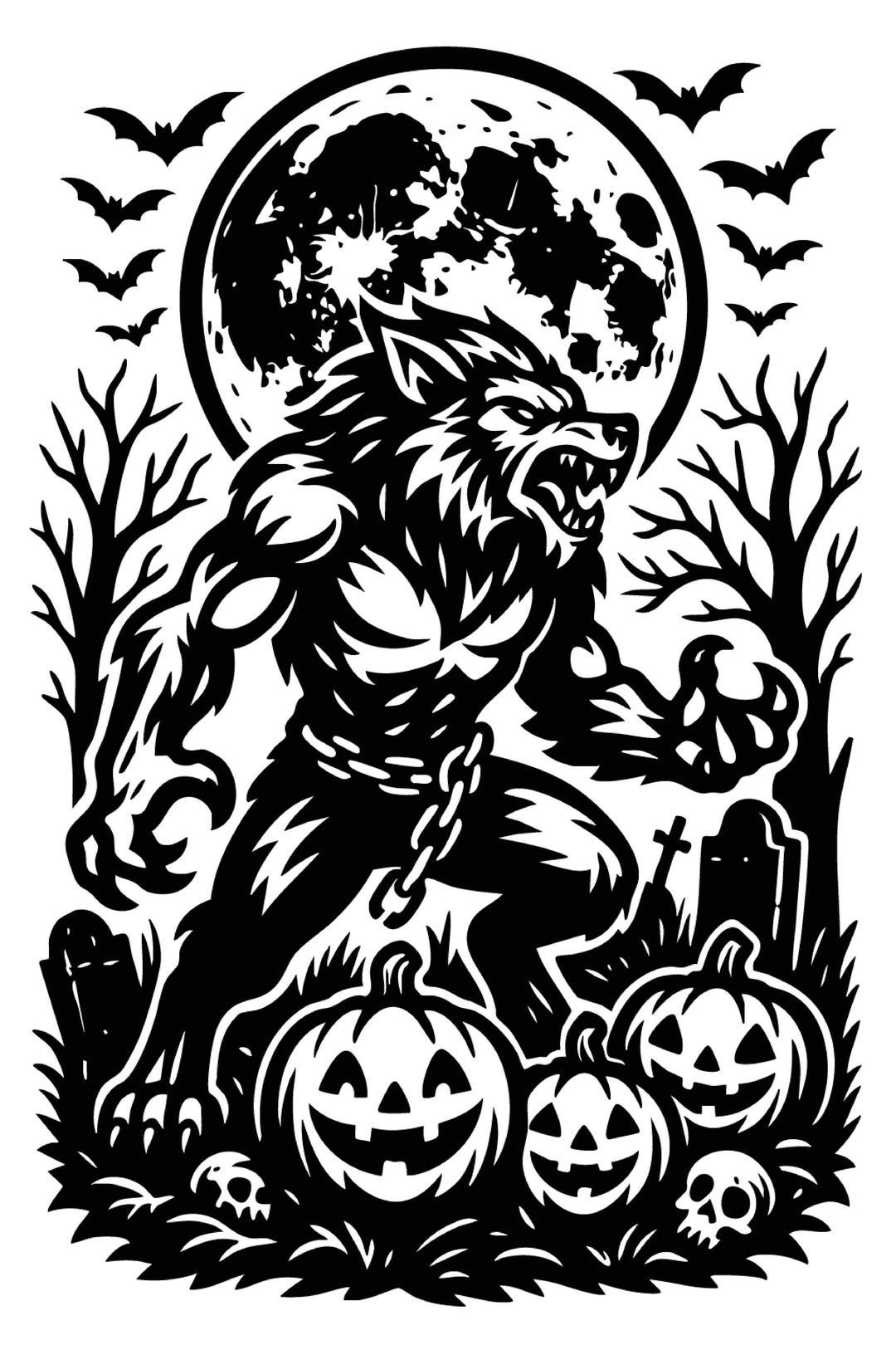 Wolfman Halloween SVG: Lobisomem, Abóboras, Lua Cheia (Download Digital ...