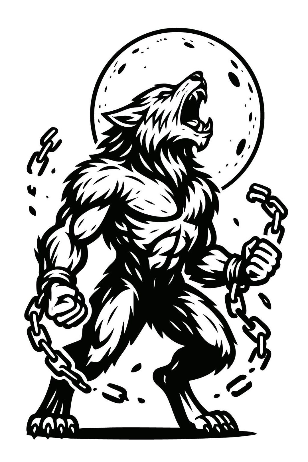 Wolfman Breaking Chains SVG: Werewolf Silhouette, Halloween CNC Laser ...