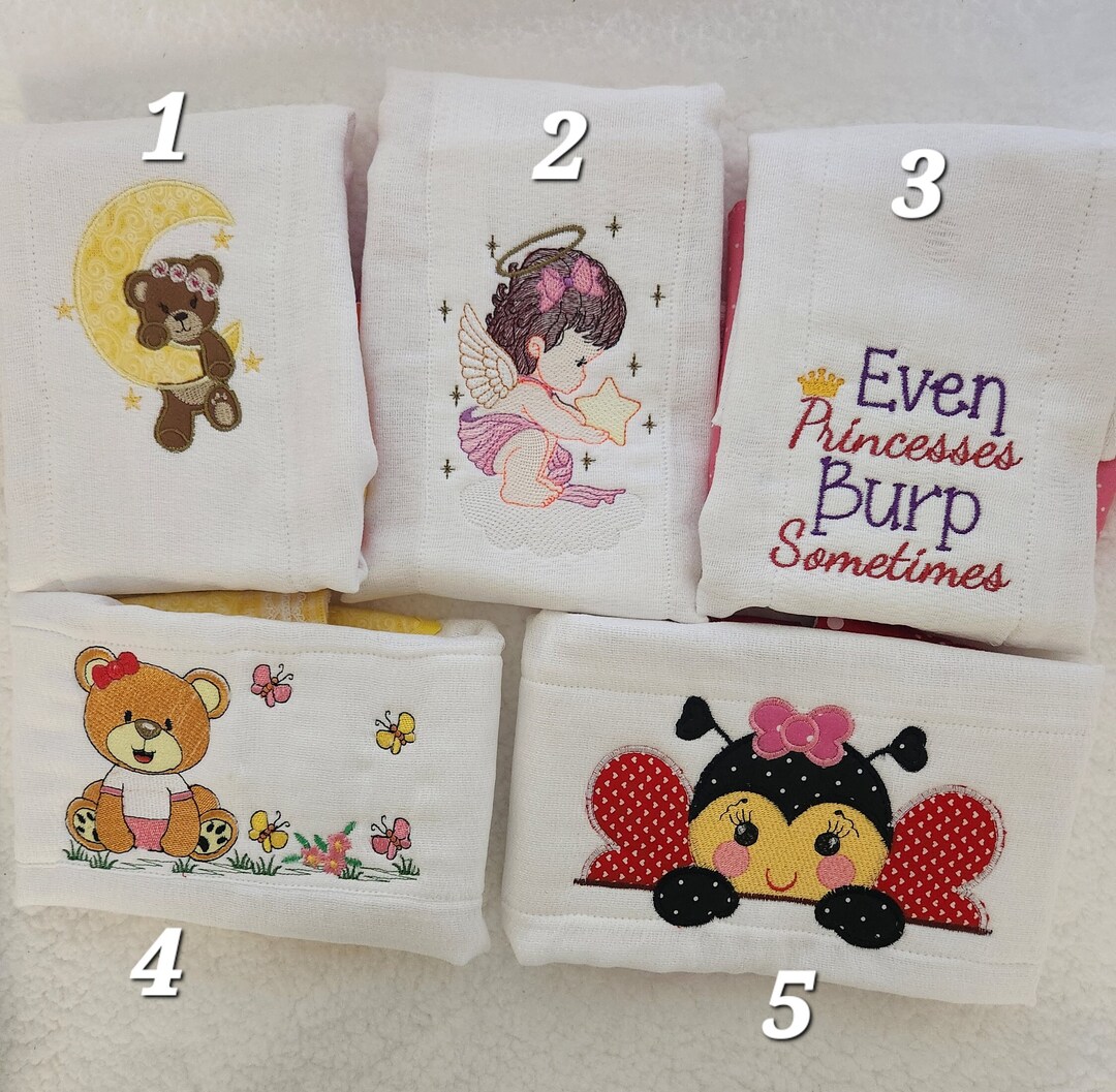 Personalized Embroidery Baby Burp Cloths, Pacifier Clip Holder Sets ...