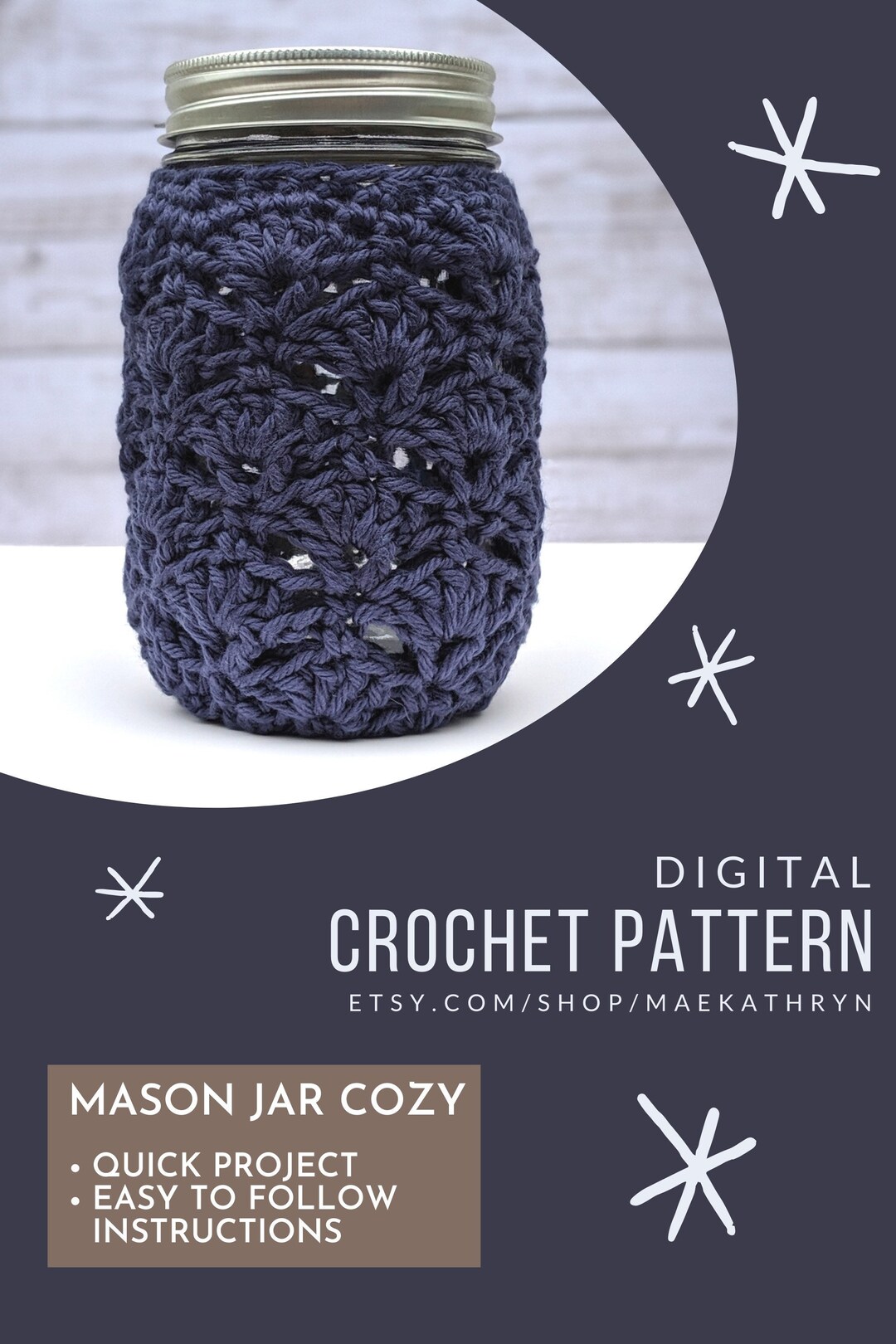 Crochet Mason Jar Cozy Pattern: Cotton Insulating Cover (digital ...