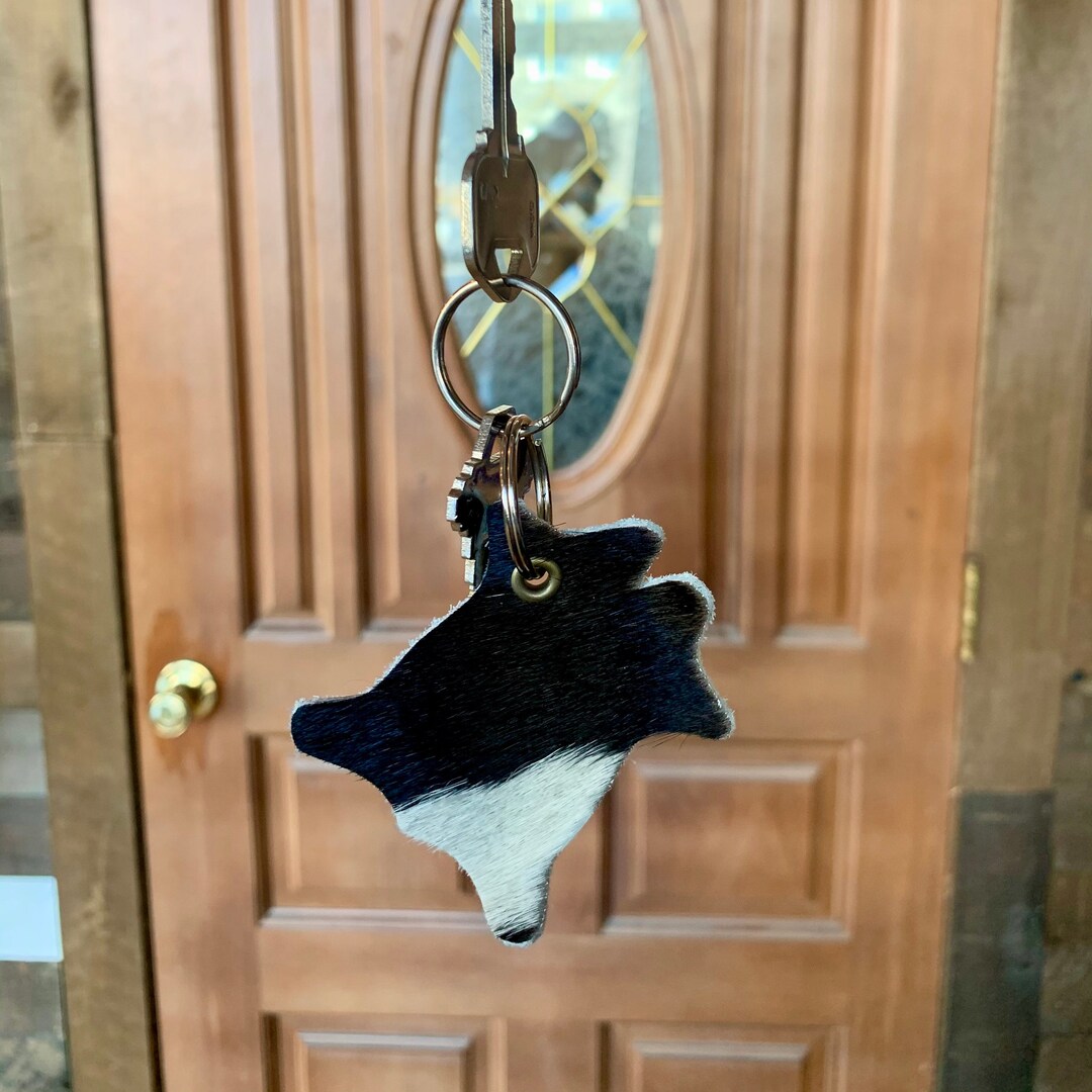 Cowhide Keychain - Etsy