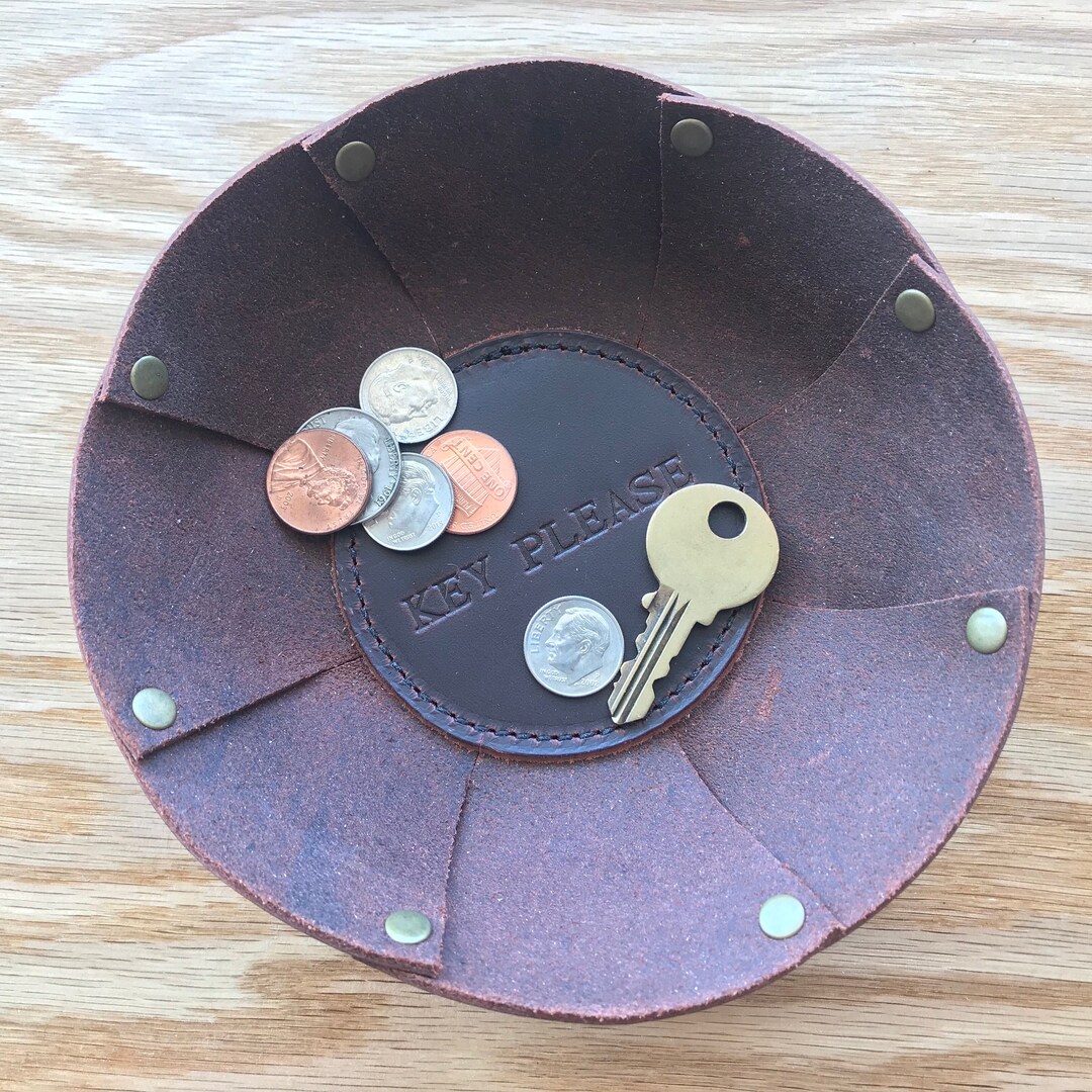 Leather Key and Coin Dish - Etsy