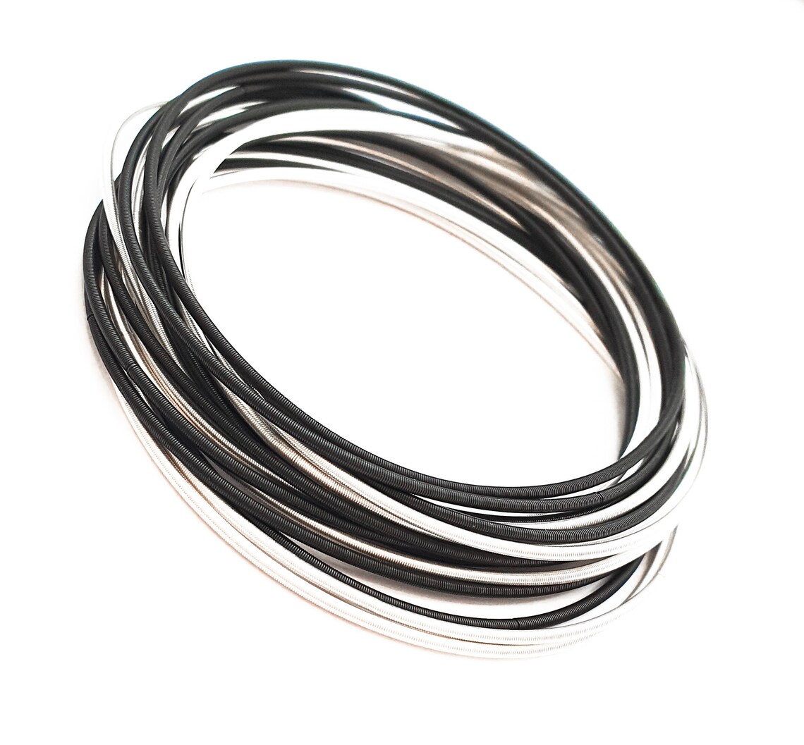 Stainless Steel Bracelets Set Black and White-guitar Strings | Etsy
