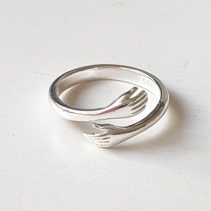 Sterling Silver Hug Ring- Silver Love Hugging Ring - Hugging Hands ...