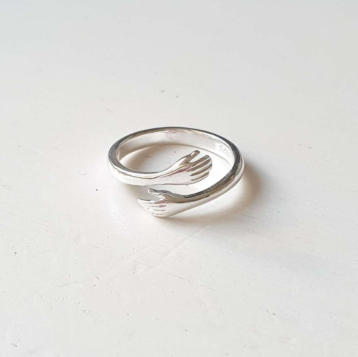 Sterling Silver Hug Ring- Silver Love Hugging Ring - Hugging Hands ...