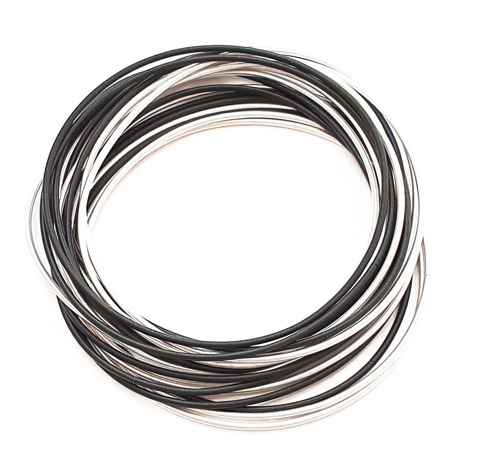 Stainless Steel Bracelets Set Black and White-guitar Strings Bracelets ...