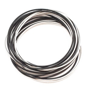 Stainless Steel Bracelets Set Black and White-guitar Strings Bracelets ...