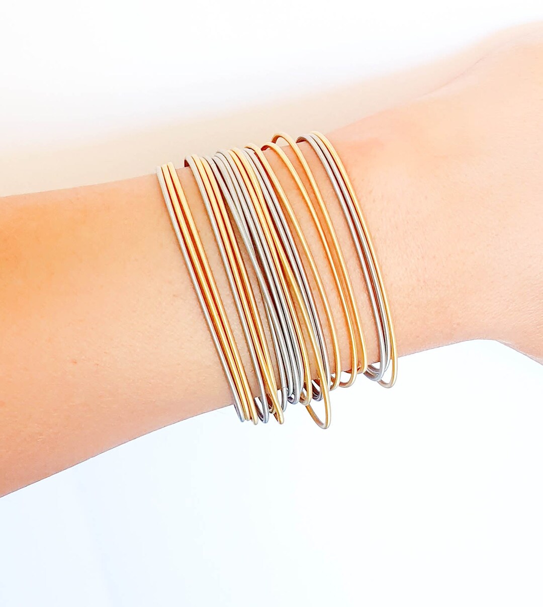 Set of Stainless Steel Strings Bracelets Gold Silver-guitar Strings ...