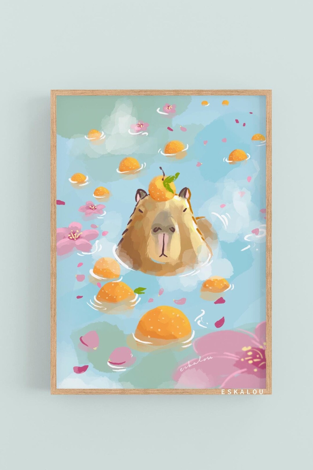 Capybara Kawaii Art Print - Adorable Illustration - Cute Gift for ...