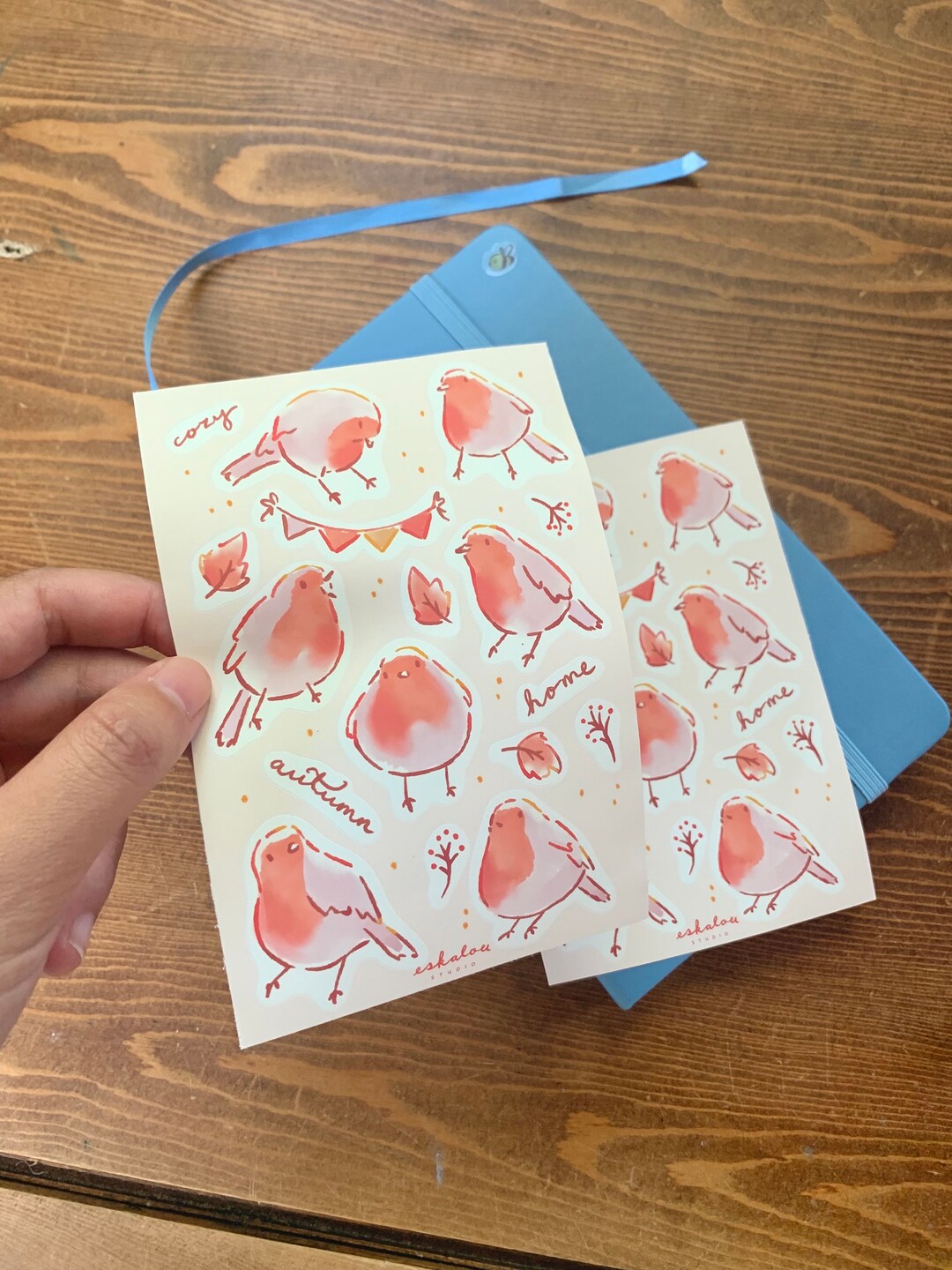 Kawaii Robin Autumn Sticker Sheet Cute Bullet Journal Decals - Etsy