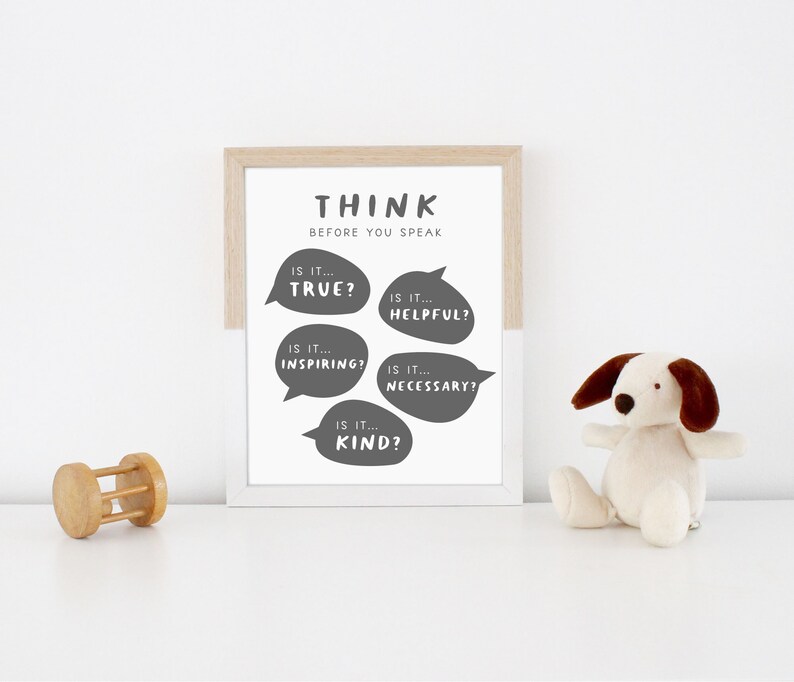 Before you Speak Think Classroom Decor Rules Printable Poster | Etsy