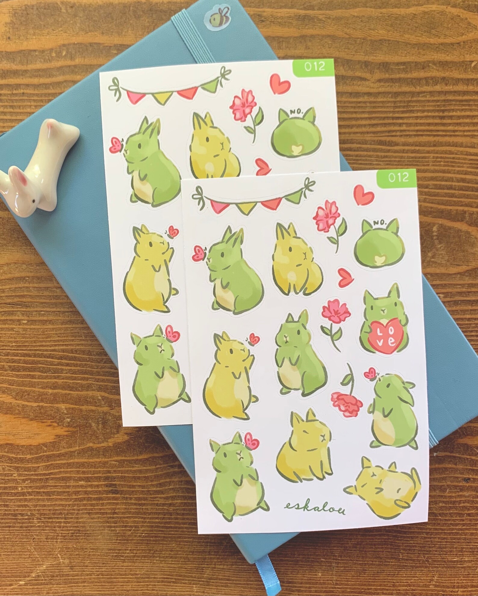 Bunny Sticker Sheet Cute Kawaii Rabbits Bullet Journal Planner ...