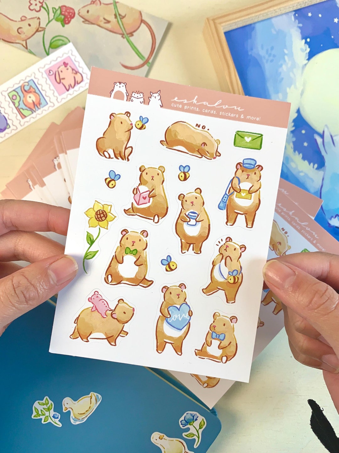 Eco-friendly Bear Sticker Sheet - Cute Pvc-free & Recyclable Stickers ...