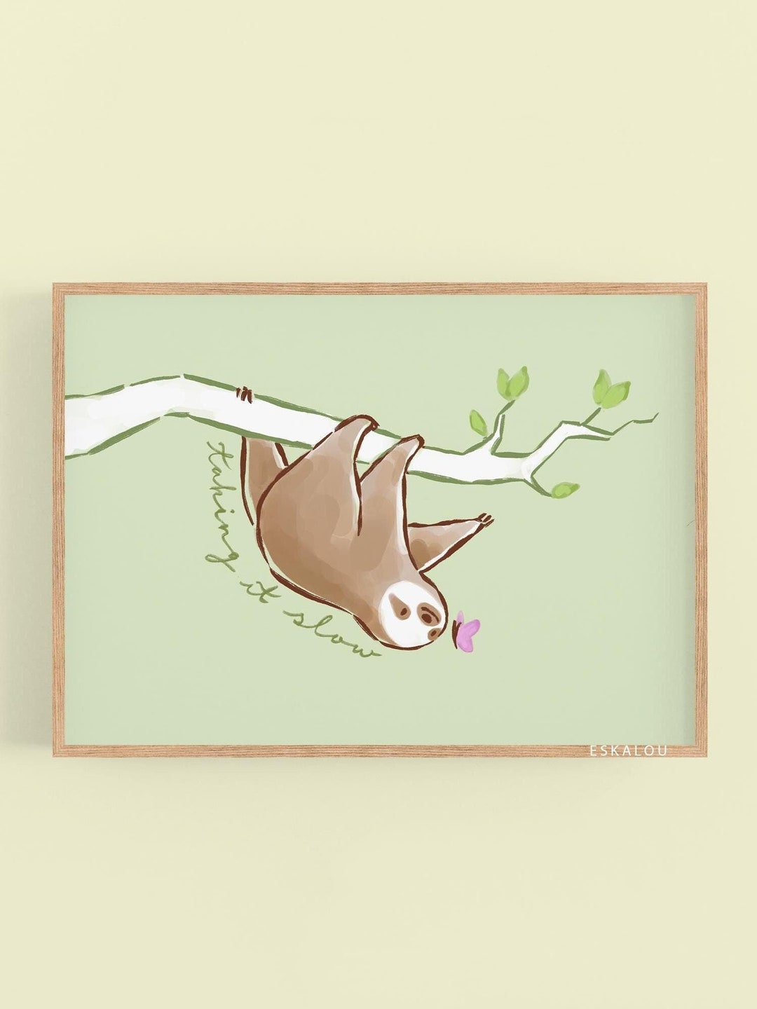 Sloth Kawaii Art Print Adorable Illustration Cute Gift for Nature ...