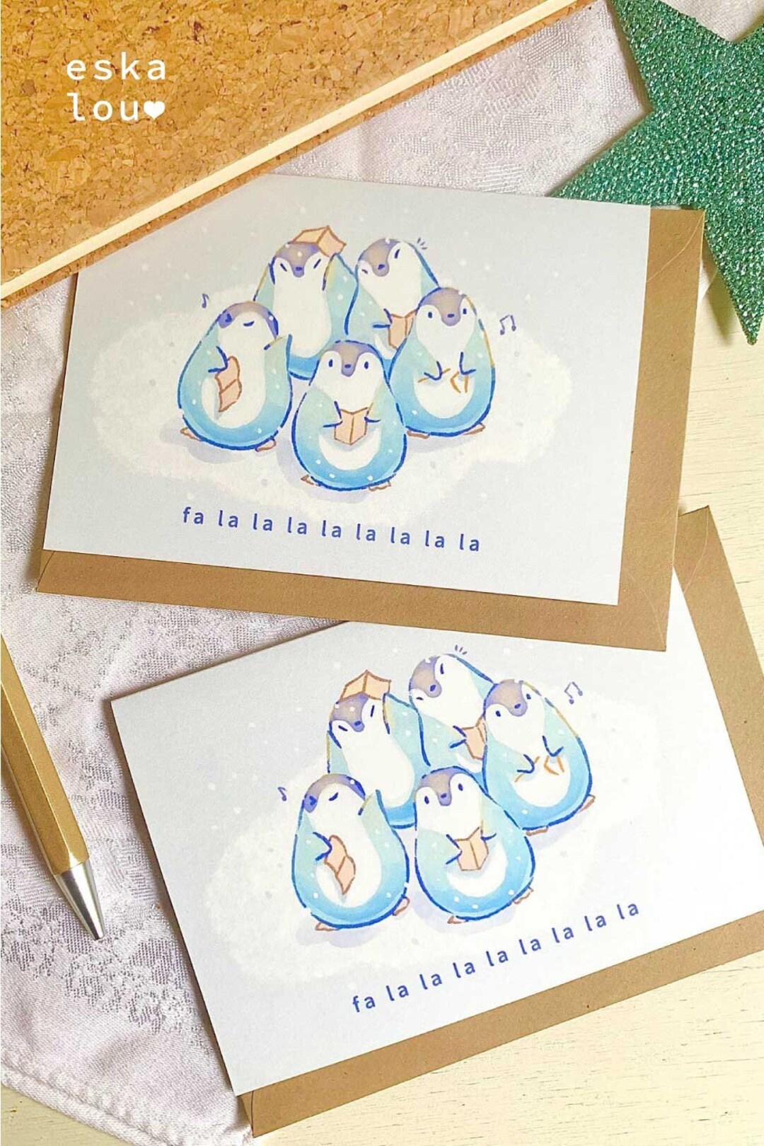 Cute Penguin Christmas Card Adorable Kawaii Holiday Greeting - Etsy