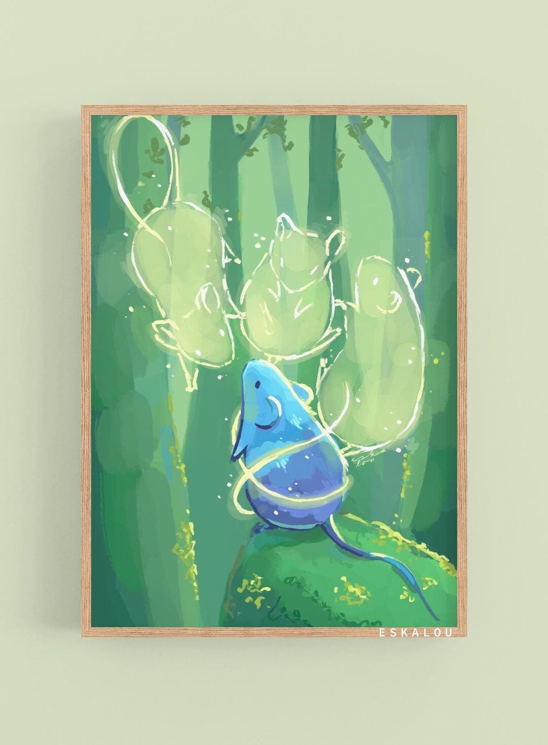 Kawaii Cottagecore Ghost Mouse Mice Art Print - Adorable Animal ...