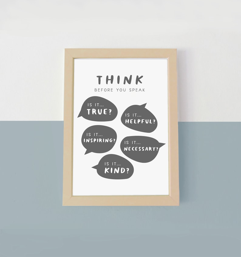 Before you Speak Think Classroom Decor Rules Printable Poster | Etsy