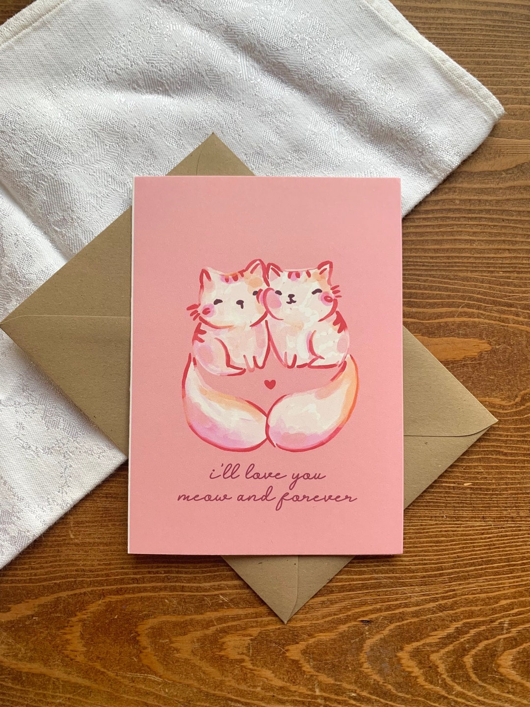 Cute Anniversary Card Cat Cats Love You Sweet Funny Kawaii - Etsy