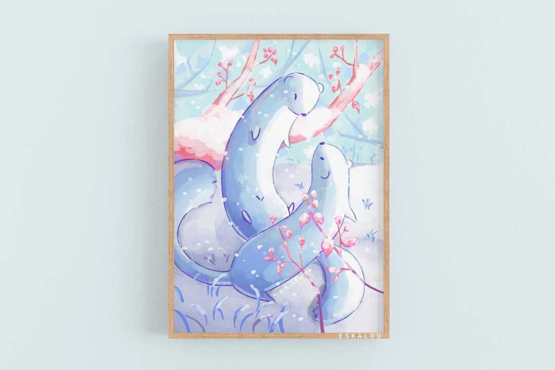 Stoat Weasel Bunny Art Print Kawaii Cute Art Illustration Cute Gift for ...