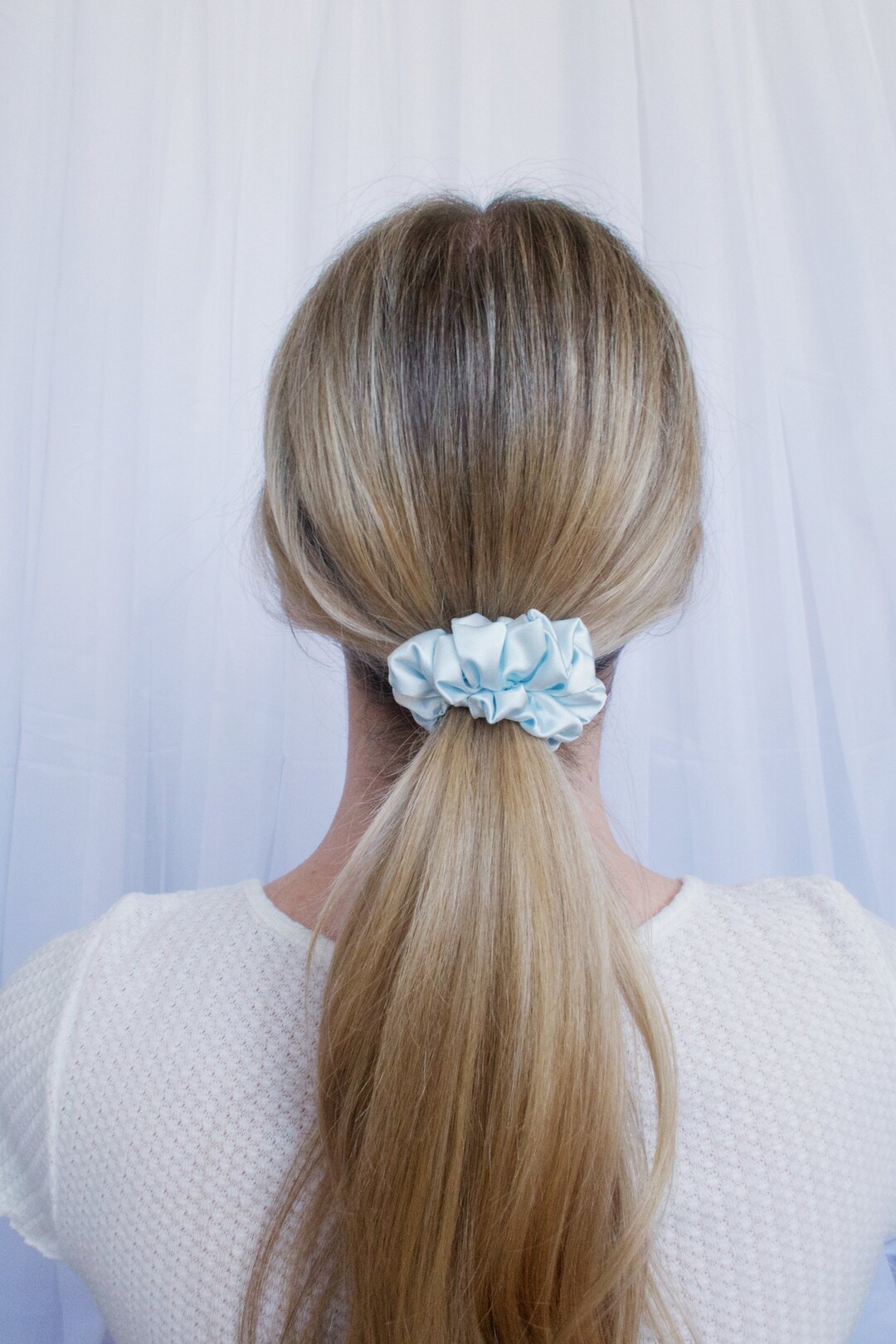 Baby Blue Satin Petite Scrunchie, Small Scrunchy, Skinny, Teenage Girl ...