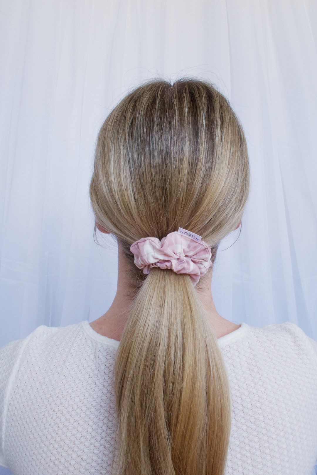 Pink Gingham Petite Scrunchie, Small Scrunchy, Skinny, Teenage Girl ...