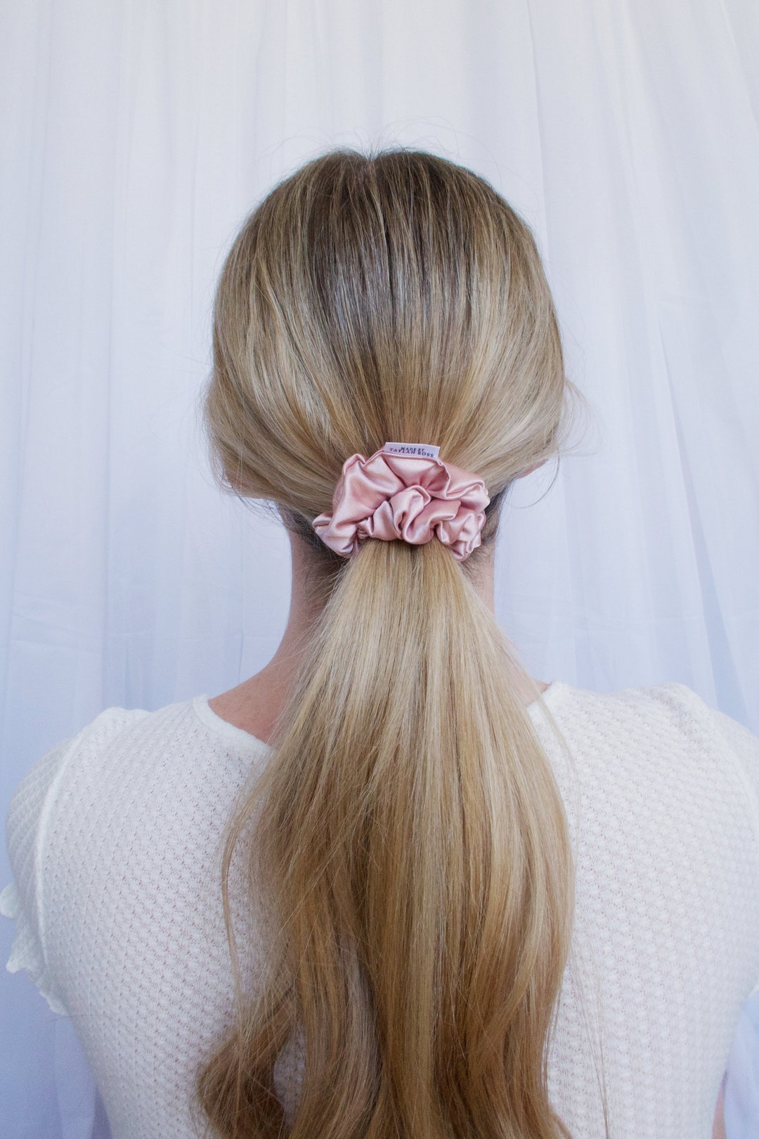 Dusty Pink Satin Petite Scrunchie, Small Scrunchy, Skinny, Teenage Girl ...