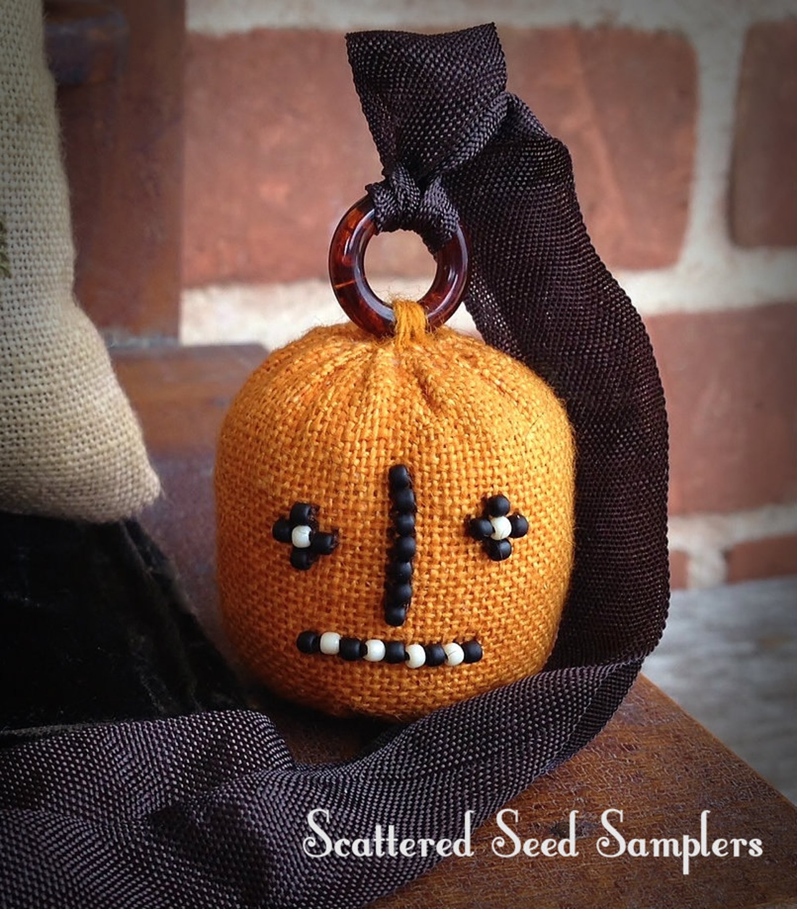 Miss Matilda & Pumpkin Pinkeep Necklace ~ Cross Stitch Halloween Cat ...