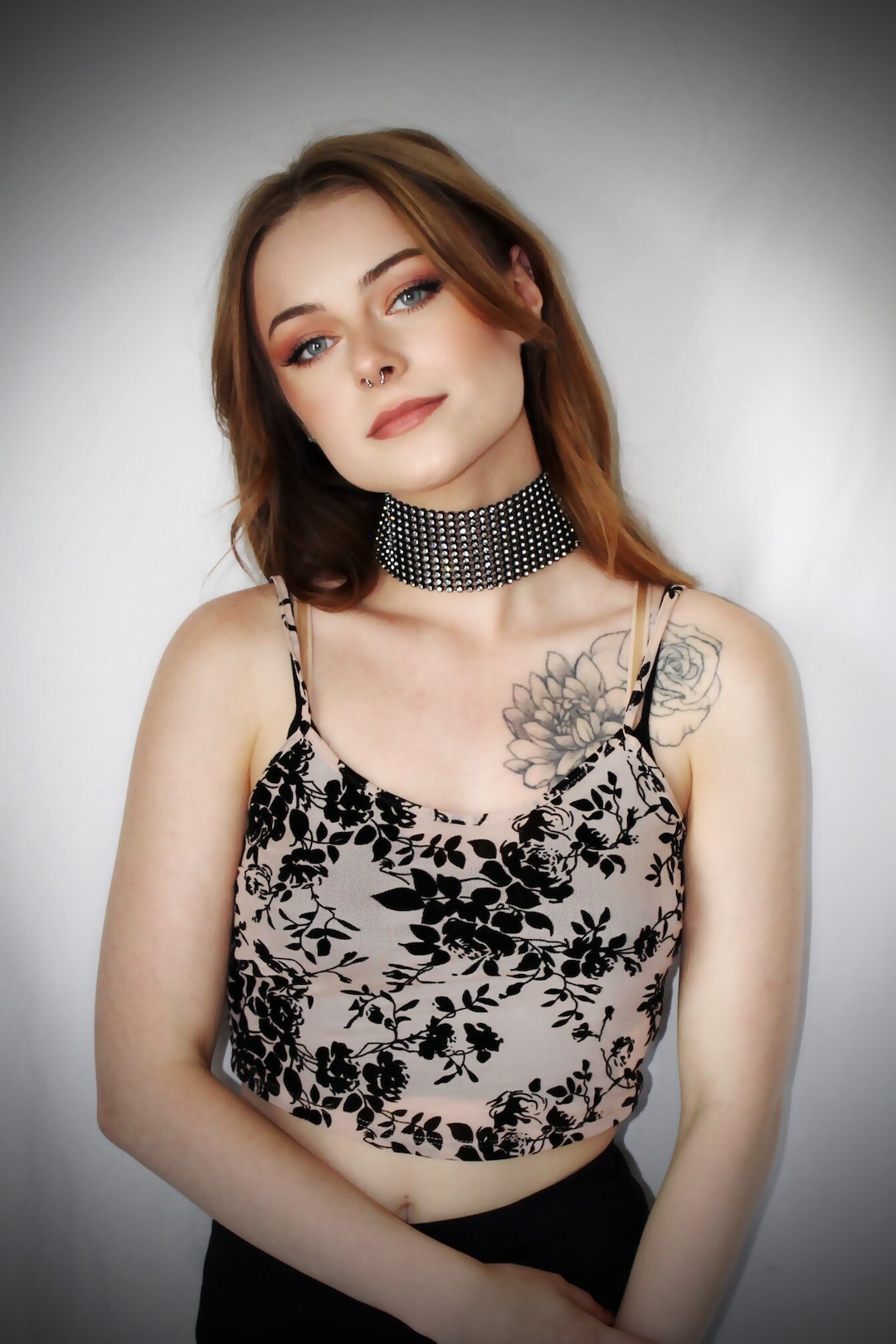 Wide Simple Rhinestone Choker Necklace in Black - Etsy