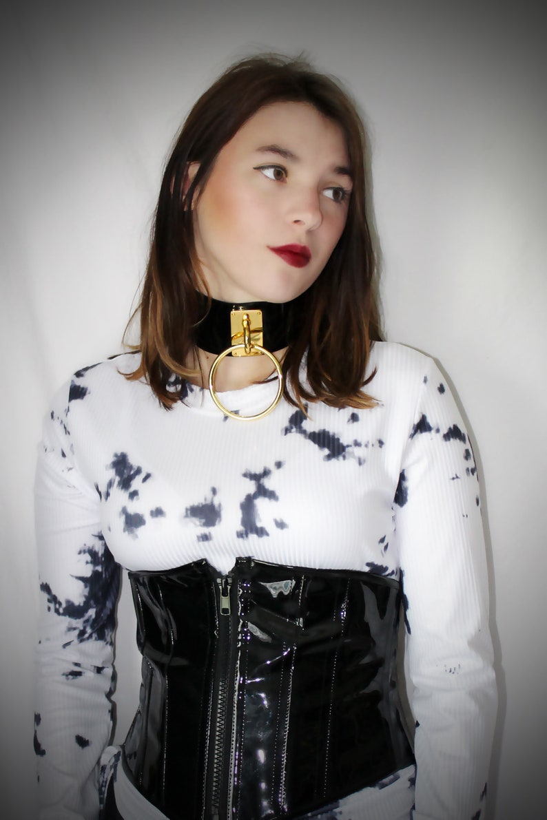 PVC Collar Statement Necklace With Large Gold O Ring - Etsy