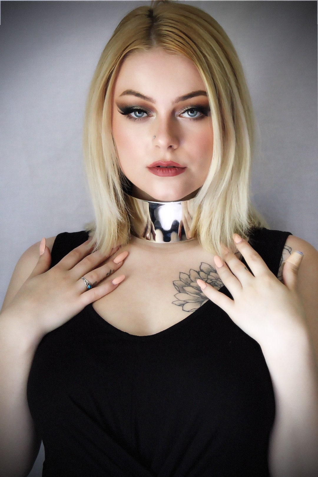 Wide Hand Rolled Stainless Steel Choker Necklace - Etsy