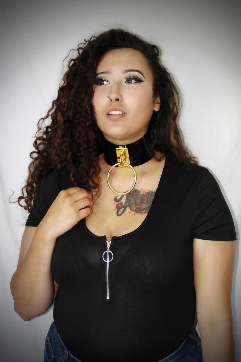 PVC Collar Statement Necklace With Large Gold O Ring - Etsy