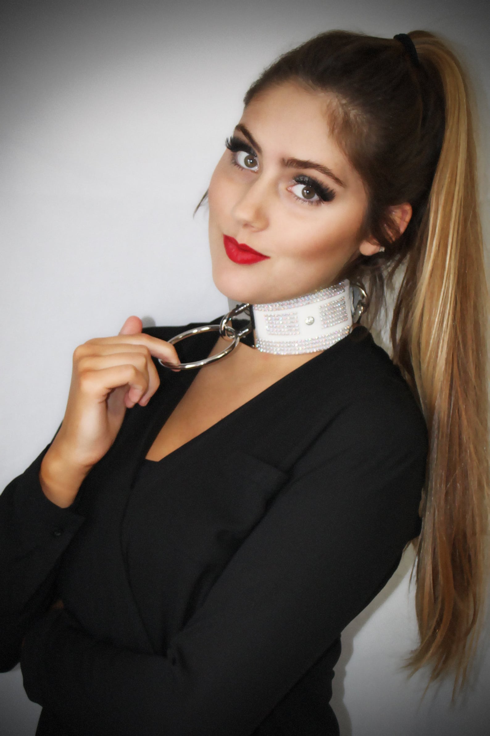 White Leather and Rhinestone Large O Ring Collar Statement Necklace - Etsy