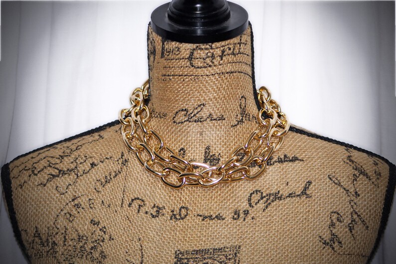 Bold Two Strand Chunky Gold Rolo Chain Necklace - Etsy