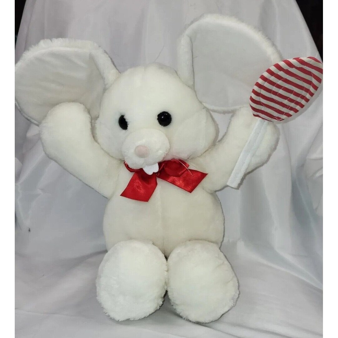 Vintage Dakin Sweet Tooth White Mouse Plush Red Striped Lollipop1987 21 ...