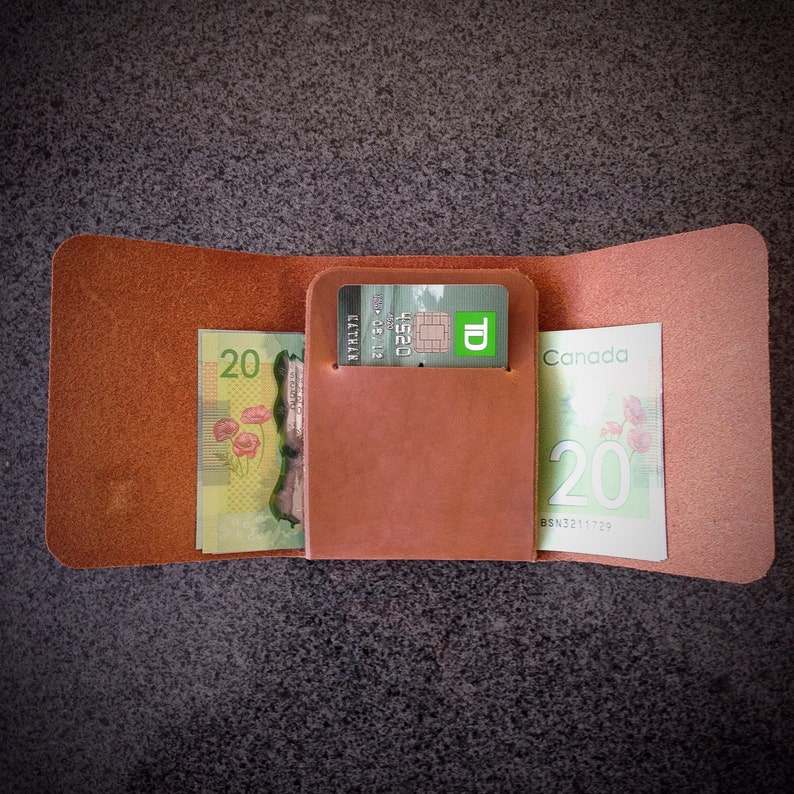 Leather Minimalist Wallet / Trifold Wallet / Stitchless Wallet - Etsy