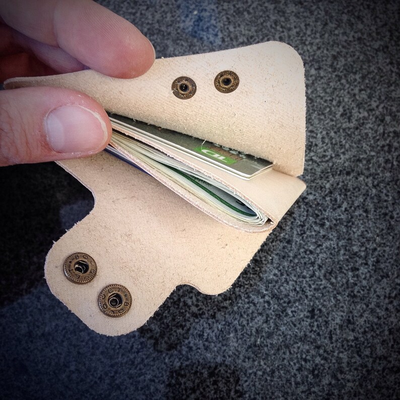 Leather Minimalist Wallet Vertical Snap Wallet Men's - Etsy