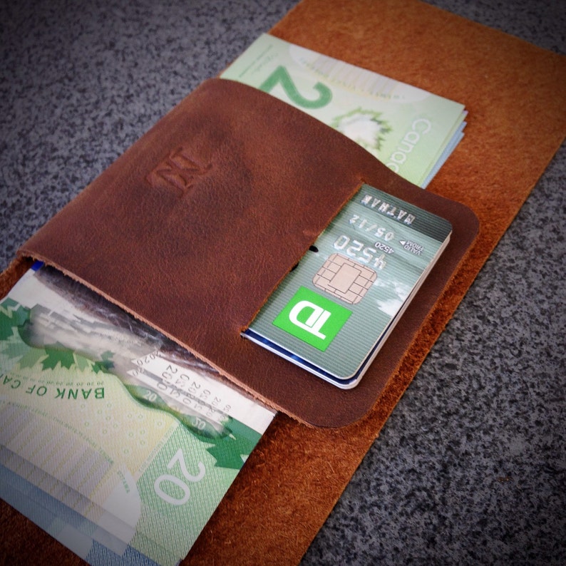 Leather Minimalist Wallet / Trifold Wallet / Stitchless Wallet | Etsy