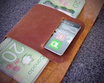 Leather Minimalist Wallet / Trifold Wallet / Stitchless Wallet | Etsy