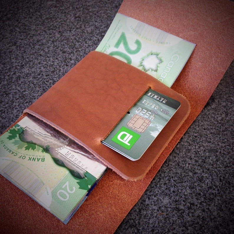 Leather Minimalist Wallet / Trifold Wallet / Stitchless Wallet - Etsy